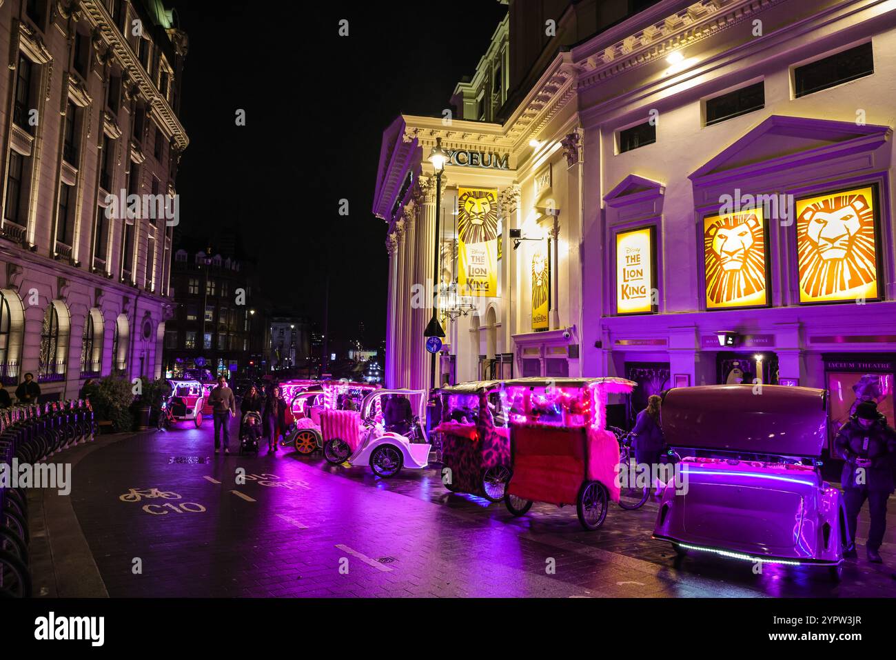 London, UK. 01st Dec, 2024. Pedicabs (also called cycle rickshaws, bike ...
