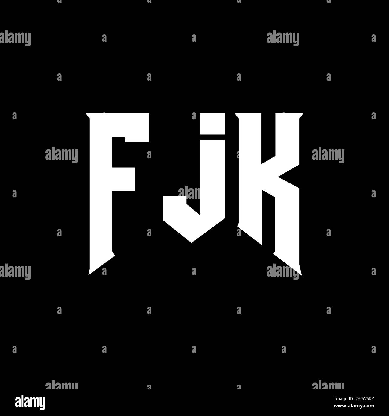 FJK letter logo design for technology company. FJK logo design black and white color combination ...