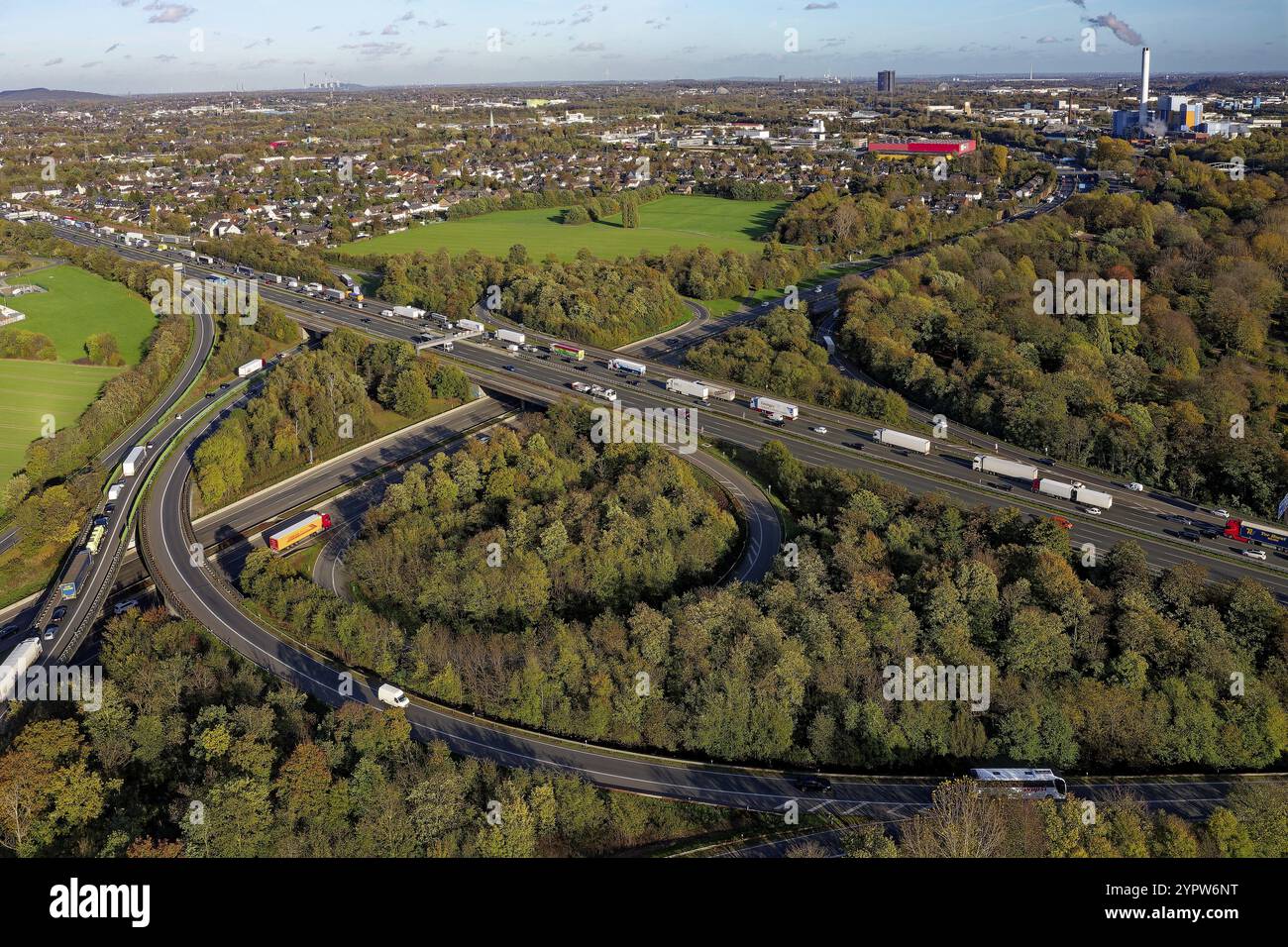 Congestion on the highway, at an interchange, in Germany Stock Photo ...