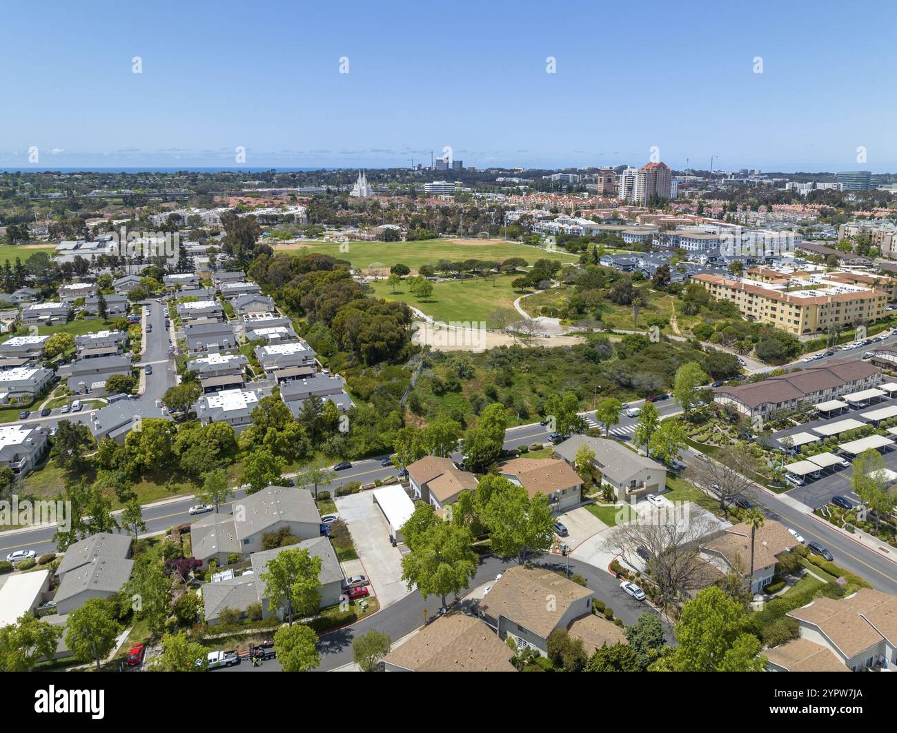 Aerial view over houses and condos in San Diego, California, USA, North ...