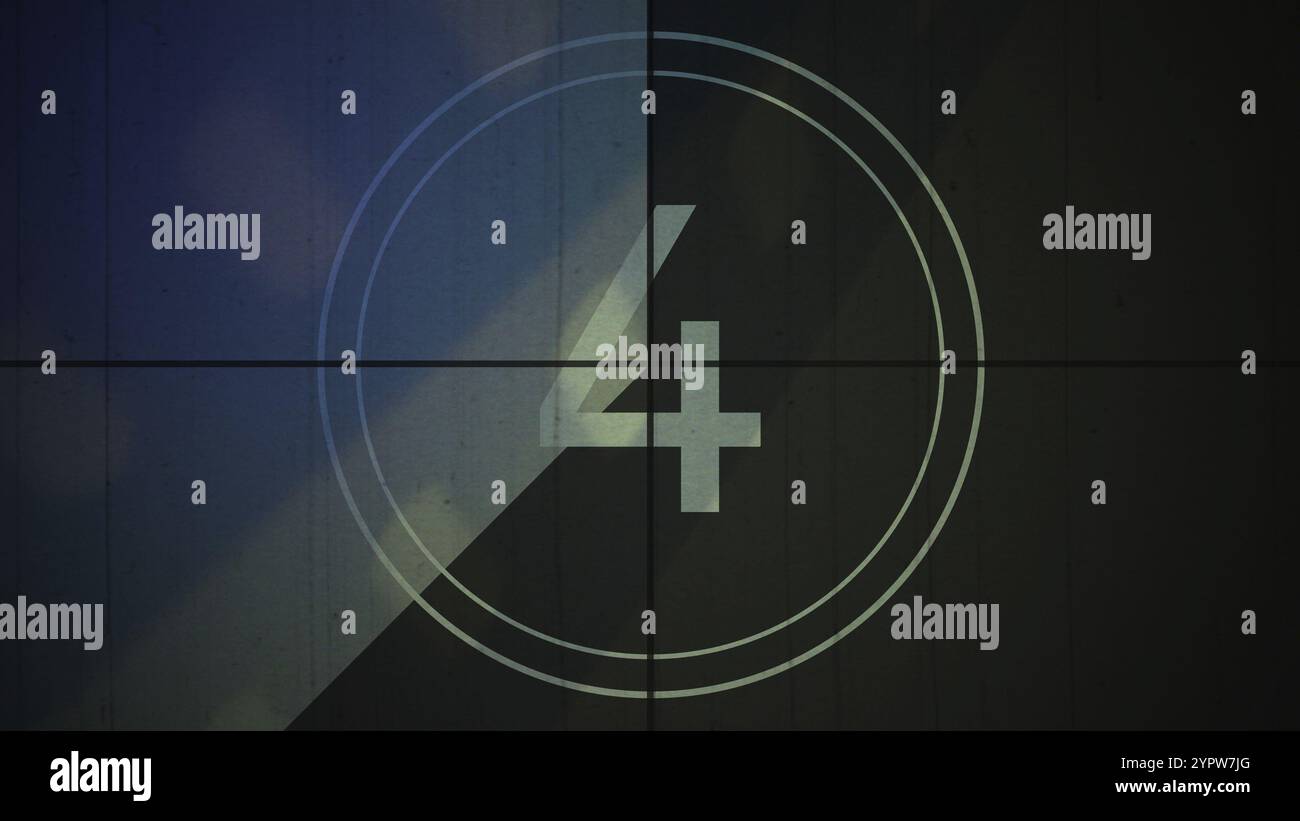 Film Vintage countdown number 4. Movie film strip with countdown number ...
