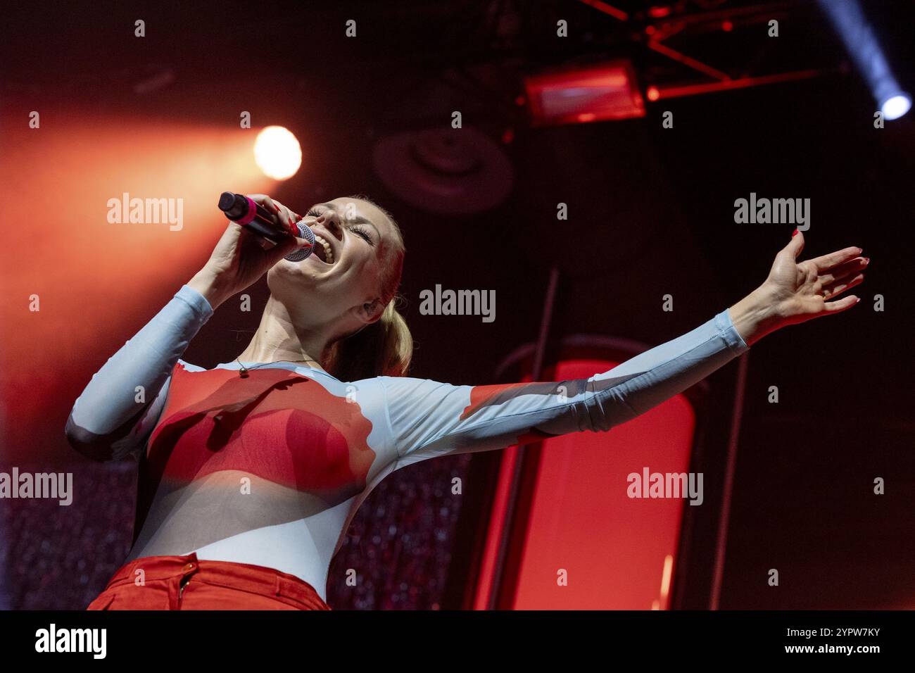 NICOLA ROST, lead singer of the band Laing, supporting her own band ...