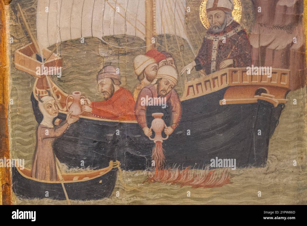 Temptation of alcohol on a boat, altarpiece of San Nicolas San Antonio ...