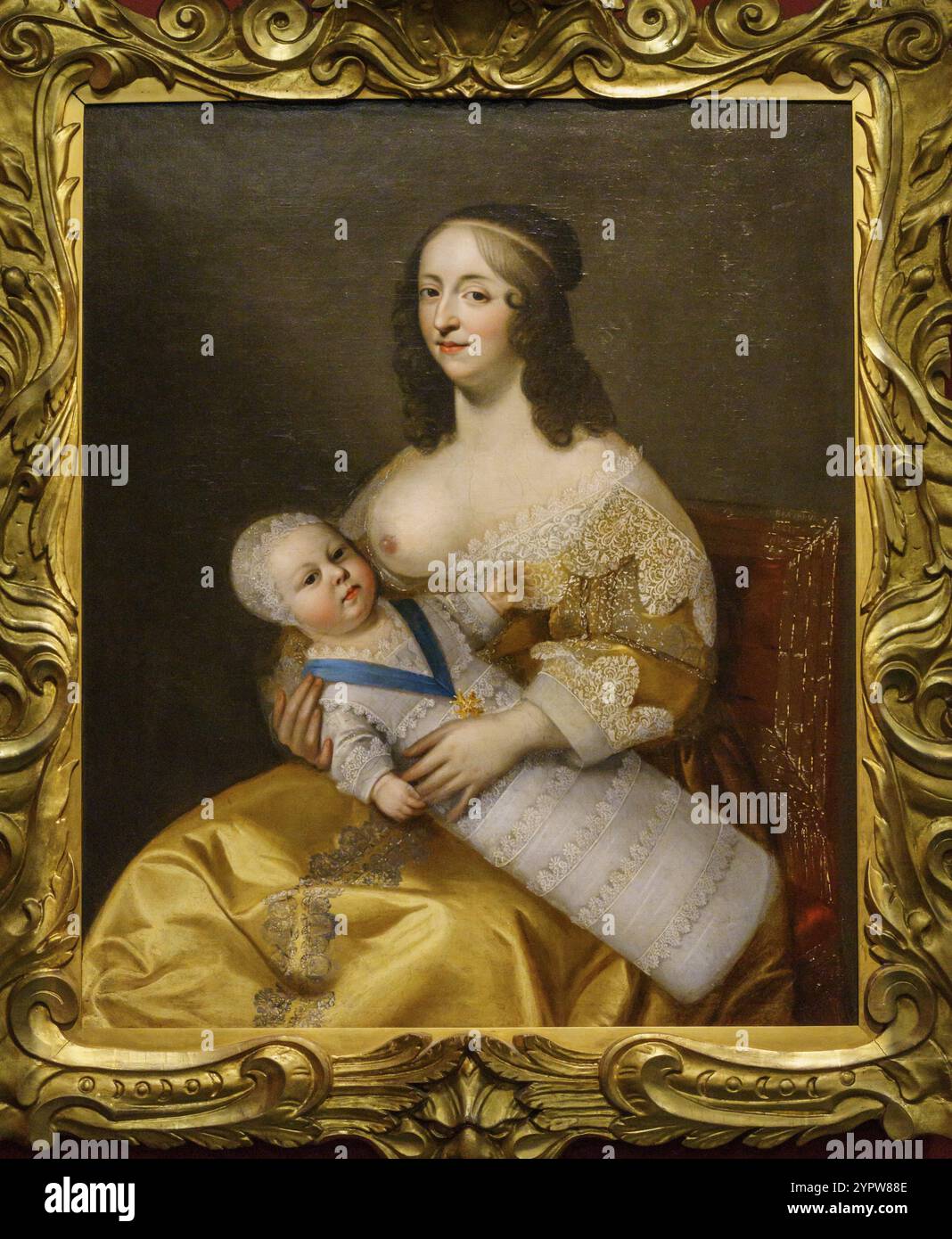 Louis XIV with his first wet nurse, madame Longuet de Lagiraudiere, 1638, Charles Beaubrun, Nins ...