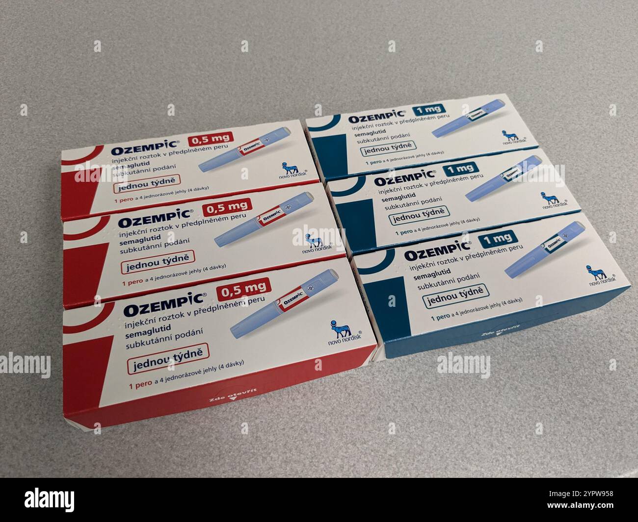 Ozempic box of medication NOVO NORDISK. Diabetes treatment in Czech ...