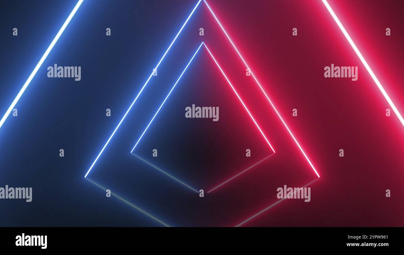 Abstract triangle geometric neon glowing lights line background Stock ...