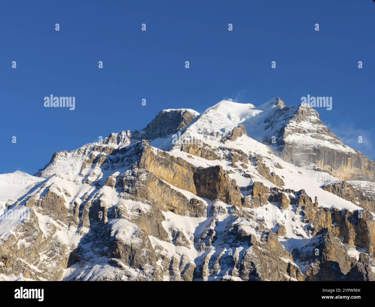 Tele view of Jungfrau, a famous peak in the Bernese Alps, Switzerland ...