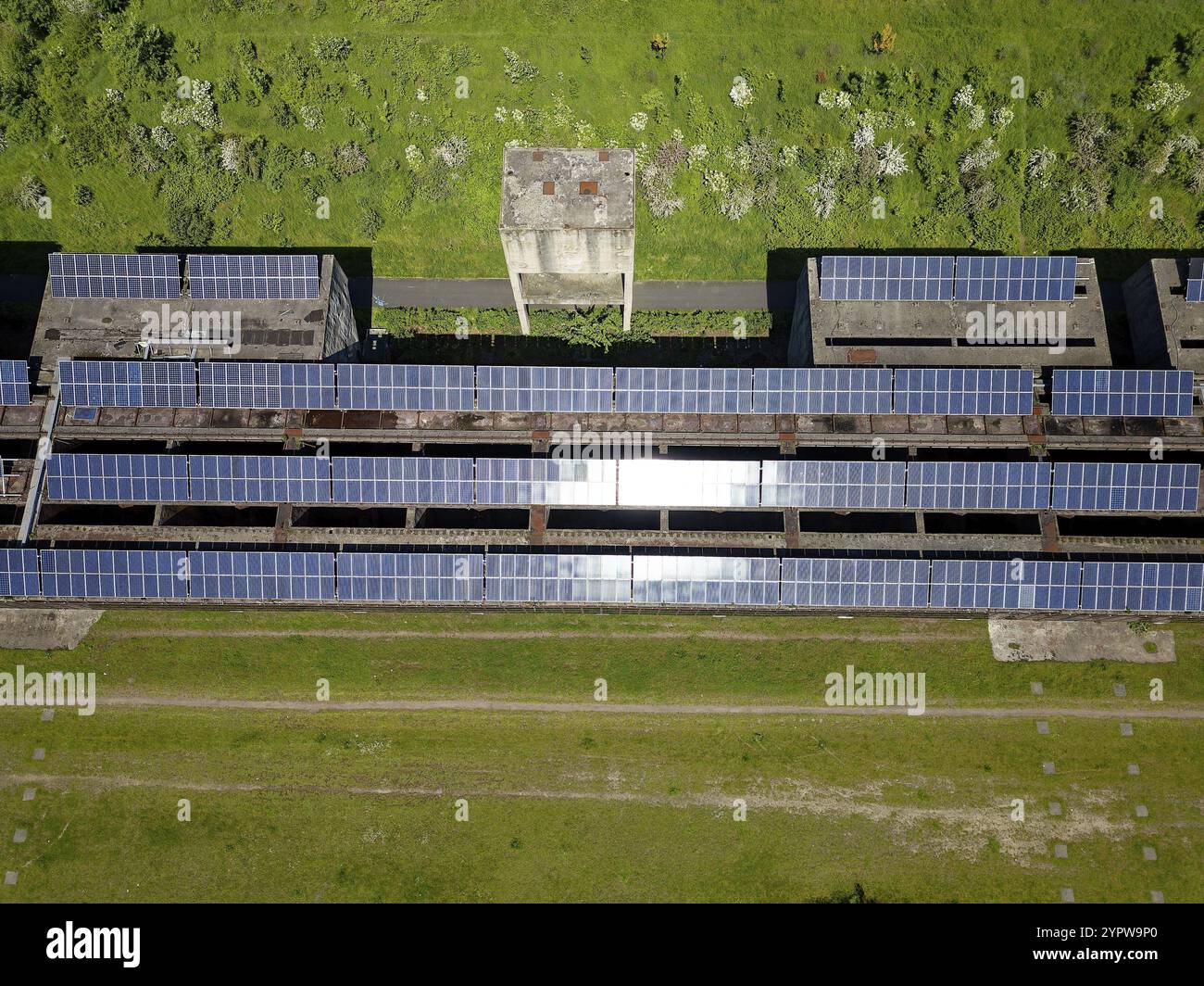 Solar panels on a former ore and coal bunker in Gelsenkirchen, North ...