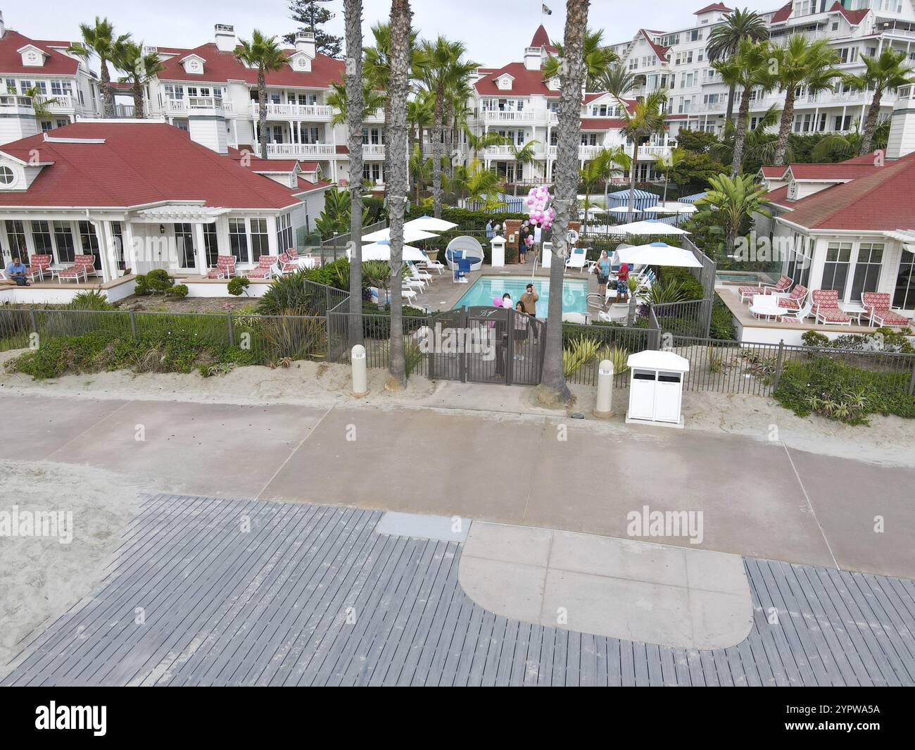 Aerial view of Hotel Del Coronado, San Diego, California, USA ...