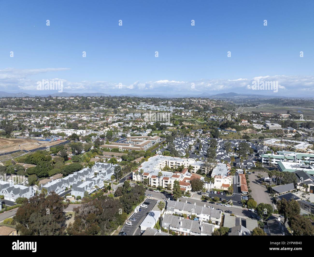 Aerial view of Solana Beach, coastal city in San Diego County, South ...