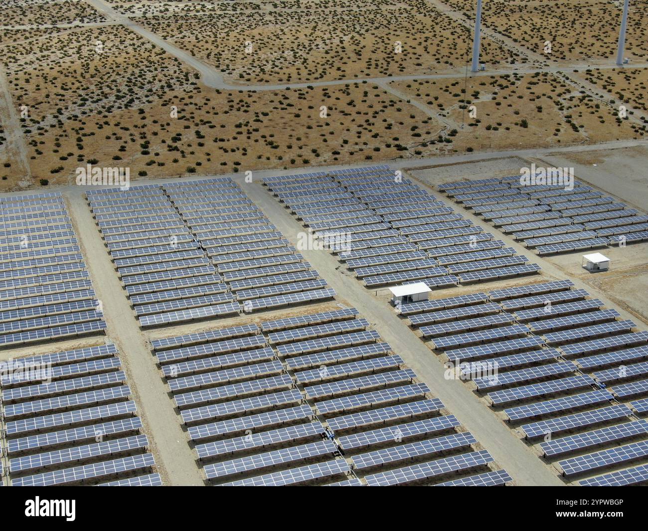 Aerial view of Genuine Energy Farm in the Hot Arid Desert of Palm ...
