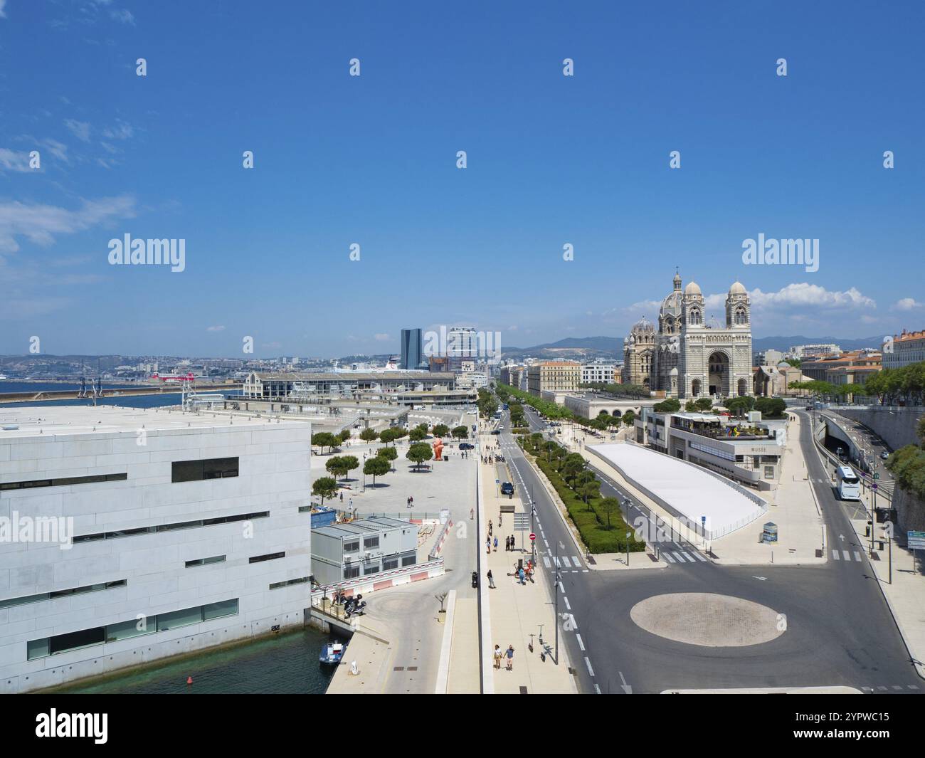 The famous cathedral La Major in Marseille, France, is surrounded by ...