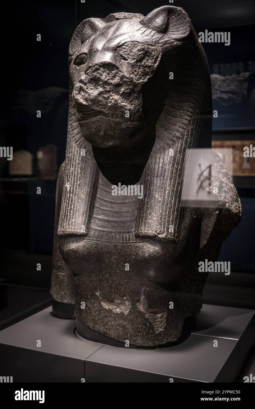 Fragment of a statue of the goddess Sekhmet, black granite, 18th ...
