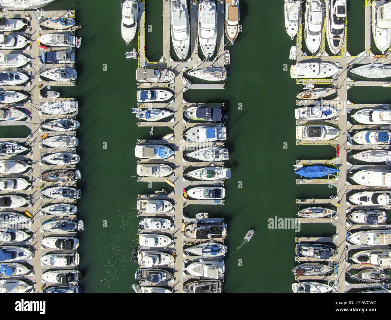 Aerial top view of boats and yachts in marina. Marina lot with yachts ...