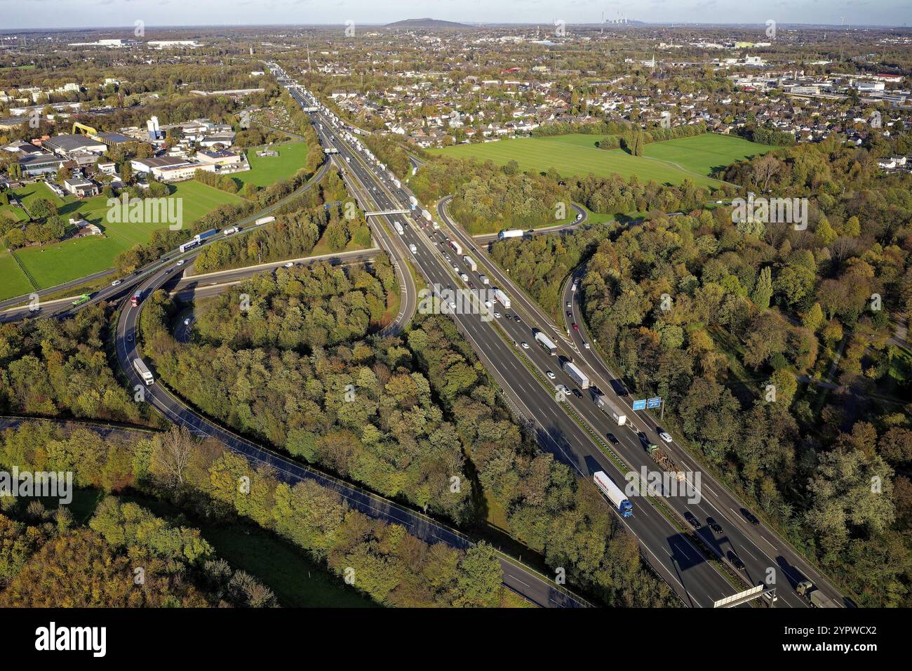 Congestion on the highway, at an interchange, in Germany Stock Photo ...