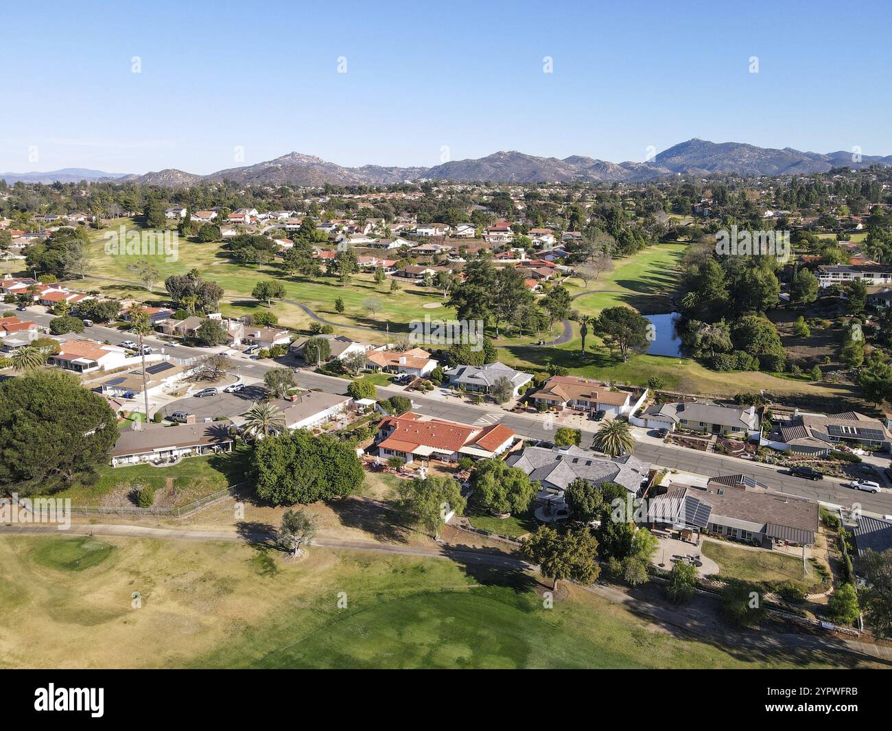 Aerial view of golf during, Rancho Bernardo, San Diego County ...