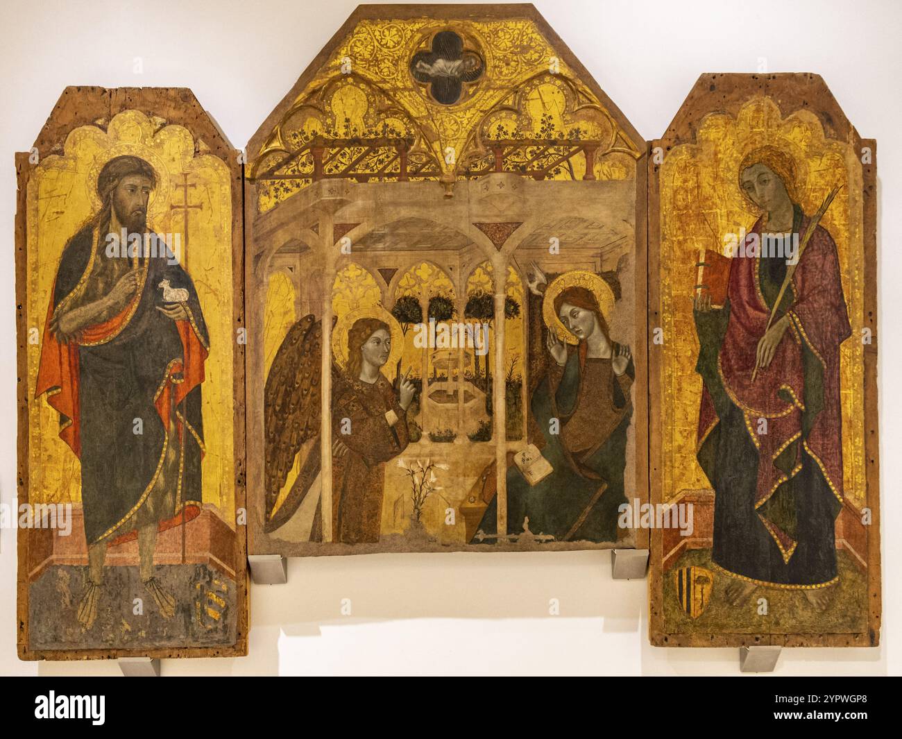 The Annunciation and the Two Saints John, Pere Marcol, 14th century, tempera on panel, Mallorca ...