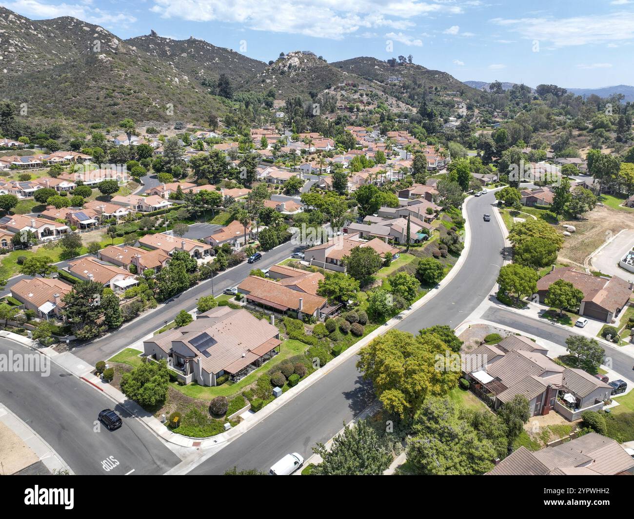 Aerial view of middle class community big houses, Escondido, South ...