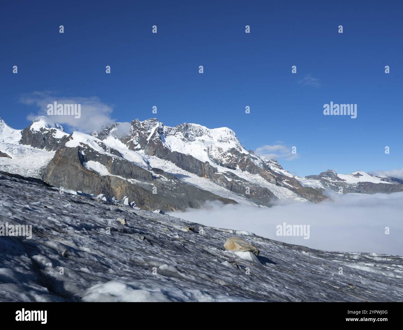 Glacier view towards different Breithorn, a famous peak in Wallis ...