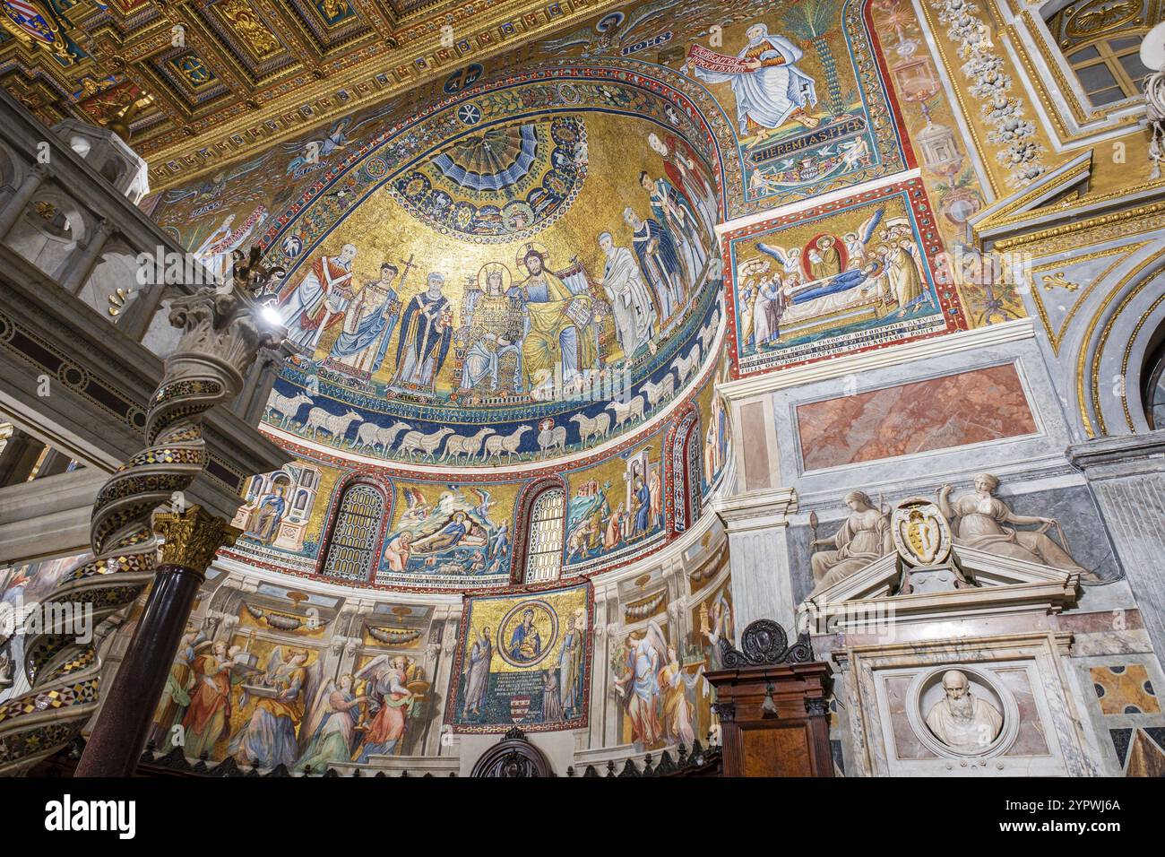 Apse, mosaic with the Coronation of the Virgin, 12th century, work of Pietro Cavallini, The ...