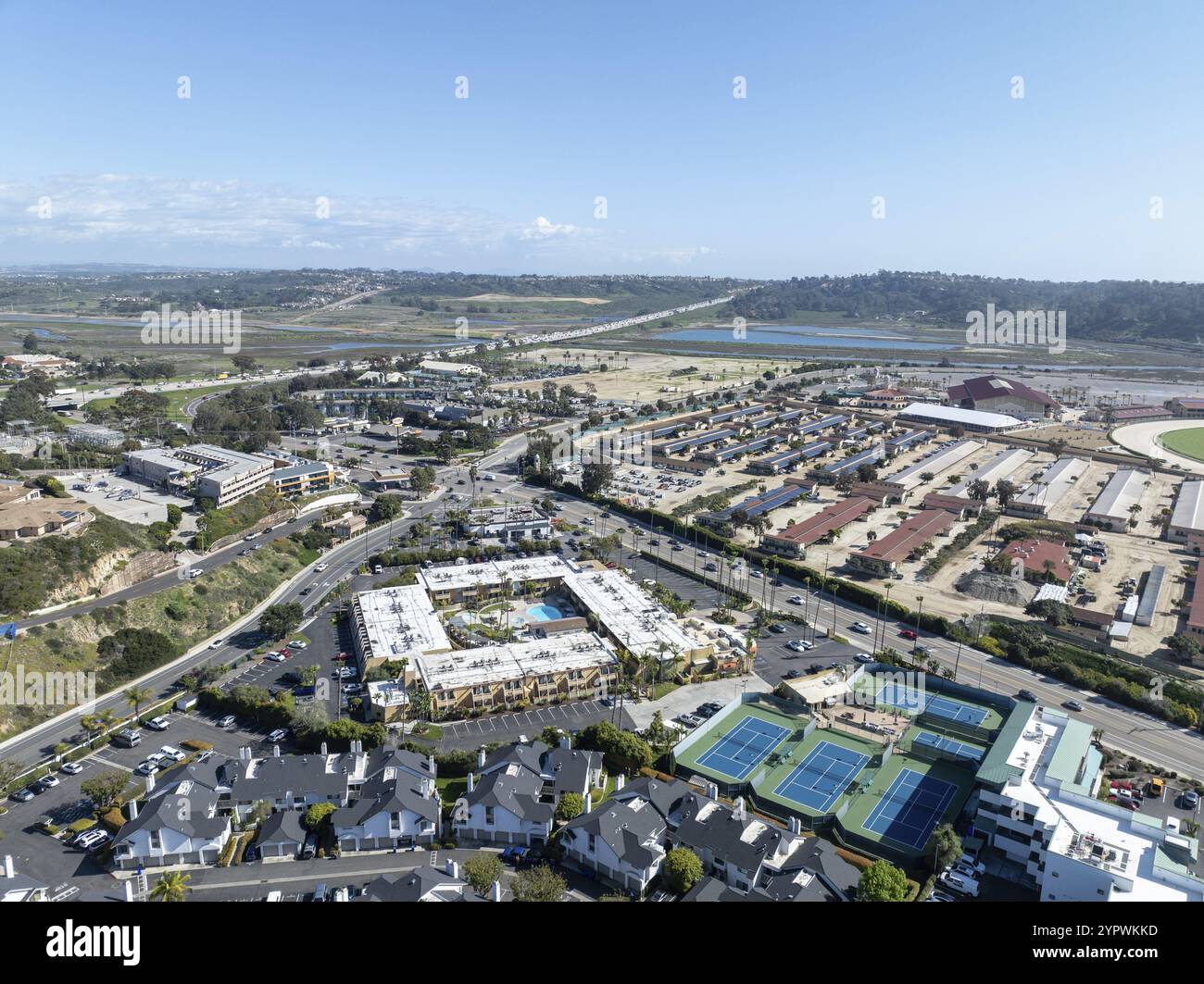 Aerial view of Solana Beach, coastal city in San Diego County, South ...