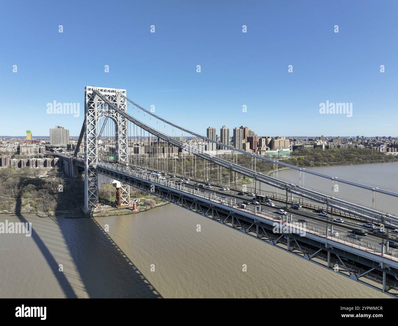 Aerial view of George Washington Bridge in Fort Lee, NJ. George ...
