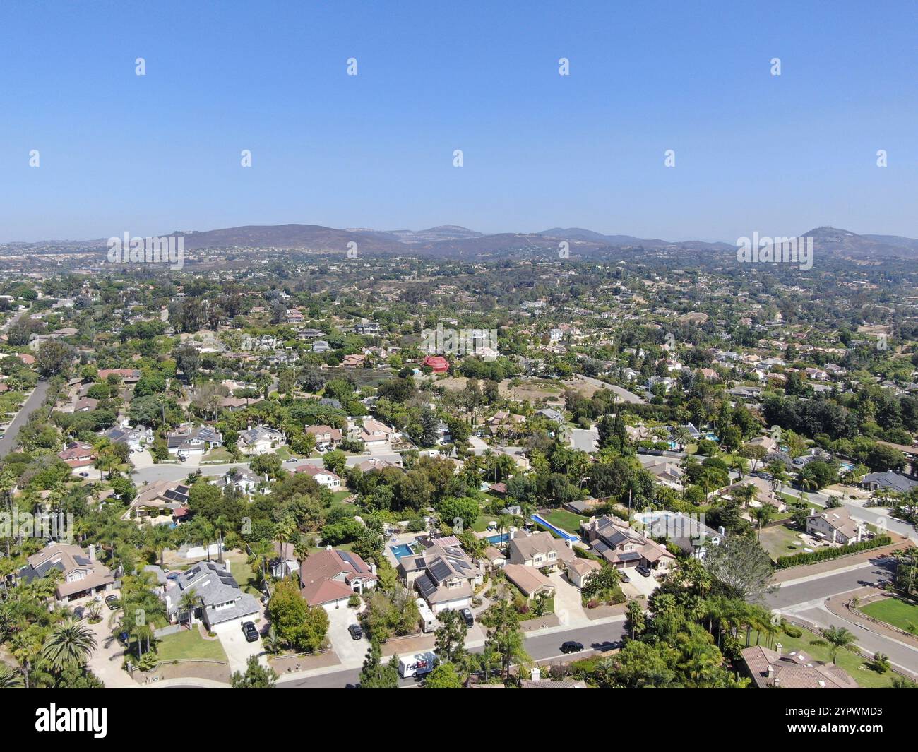 Aerial view of suburb area with residential villa in San Diego, South ...