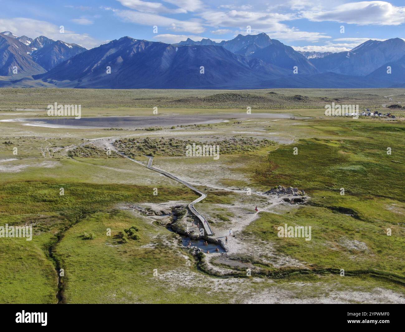 Aerial view of Wild Willy's Hot Spring in Long Valley, Mammoth Lakes ...
