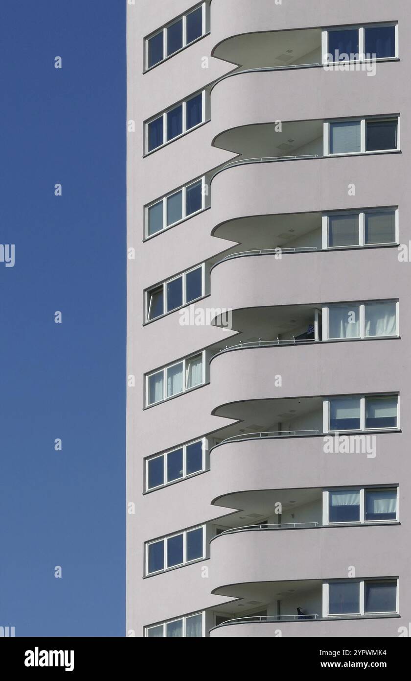 High-rise building with balconies in simple architecture in berlin ...