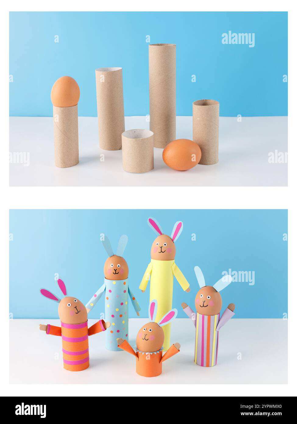 step by step instruction how make five handmade bunny crafts from ...