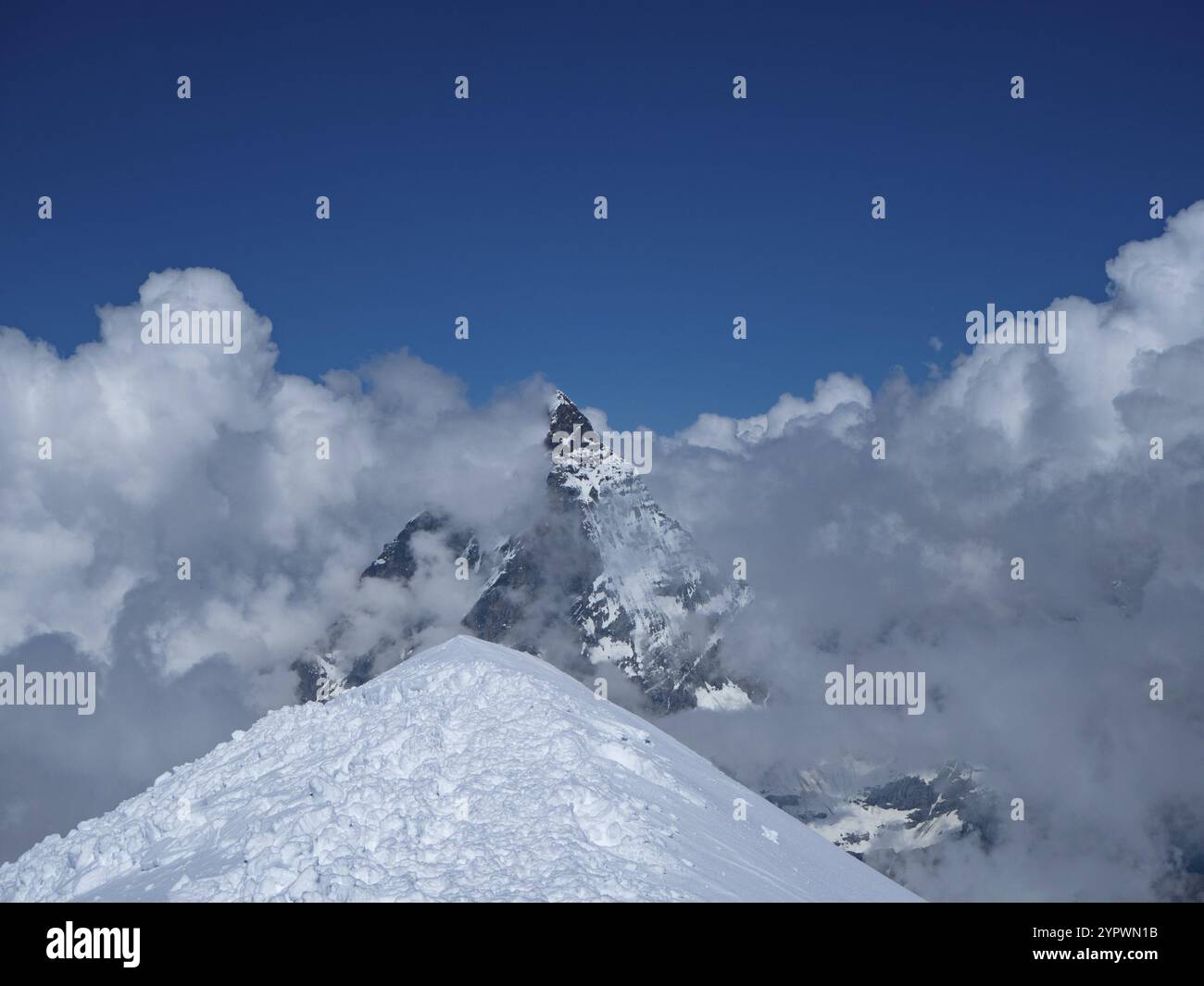 Breithorn summit close to Zermatt, Switzerland, is one of the most ...