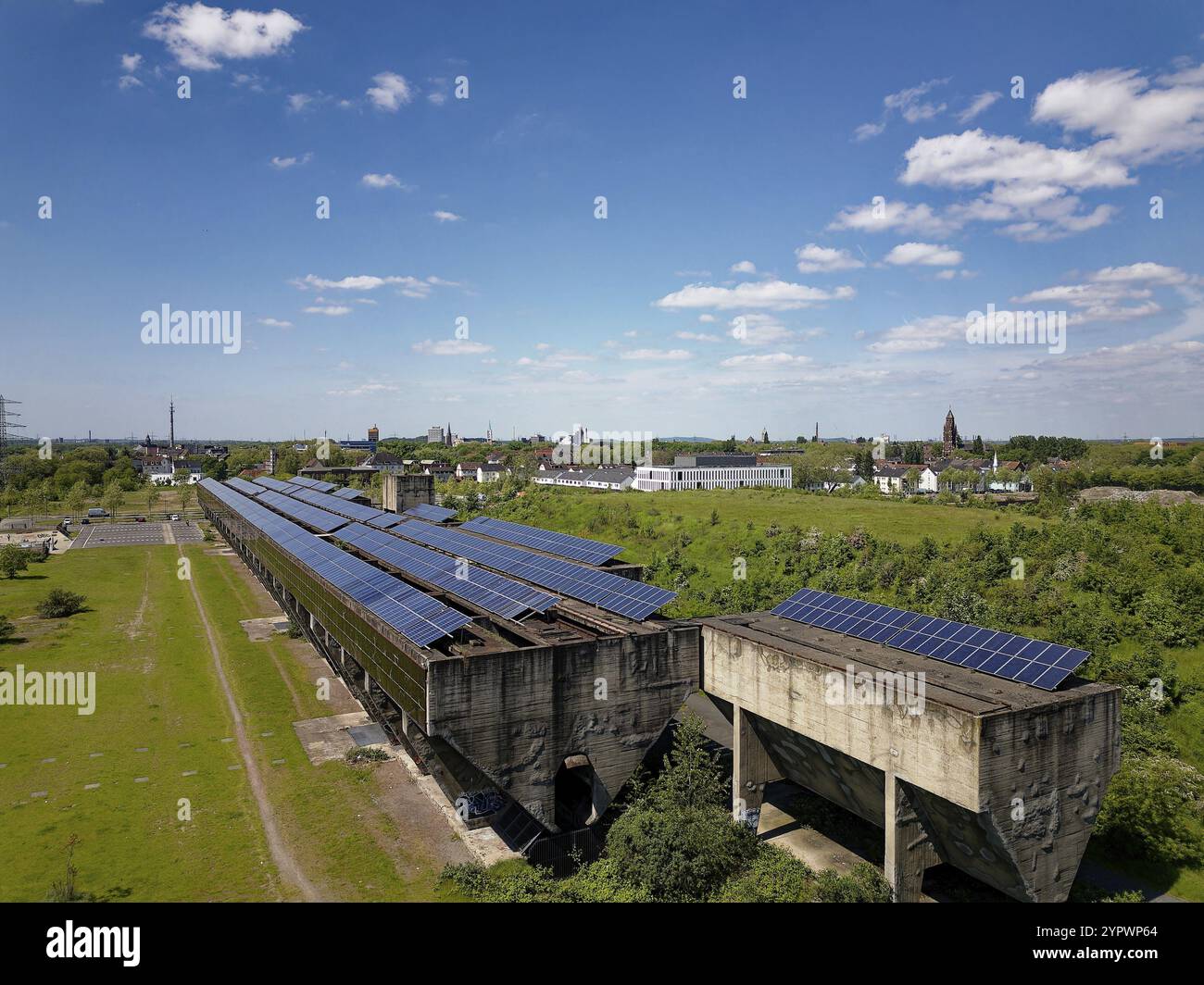 Solar panels on a former ore and coal bunker in Gelsenkirchen, North ...