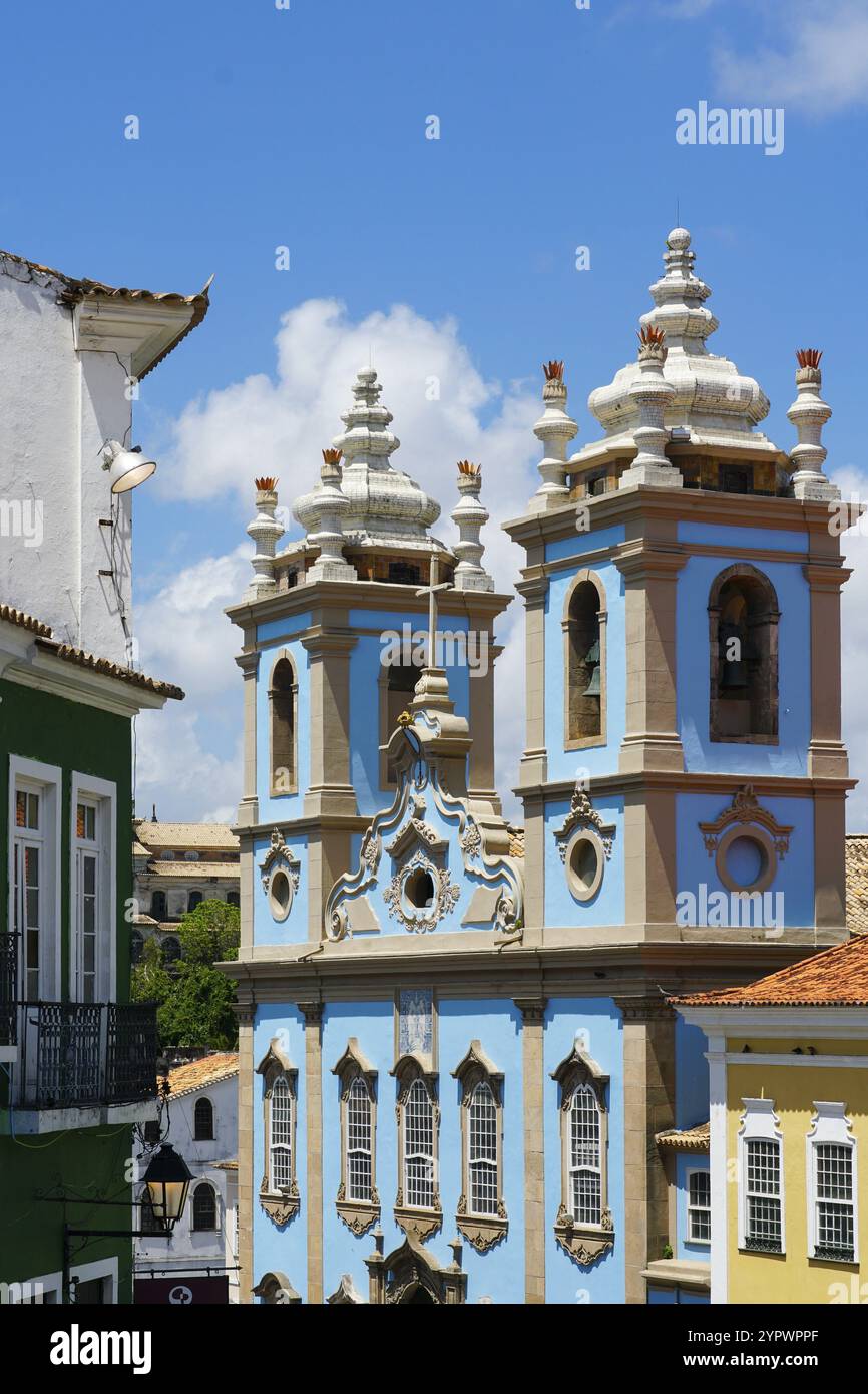 Colorful colonial houses at the historic district of Pelourinho. The ...