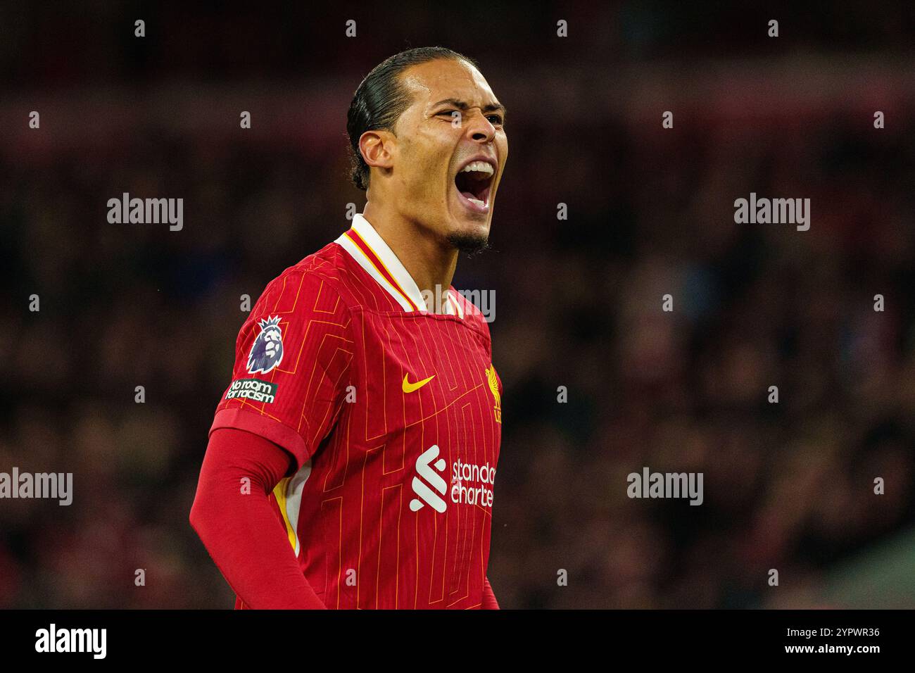 Anfield, Liverpool on Sunday 1st December 2024. Liverpool's Virgil van ...
