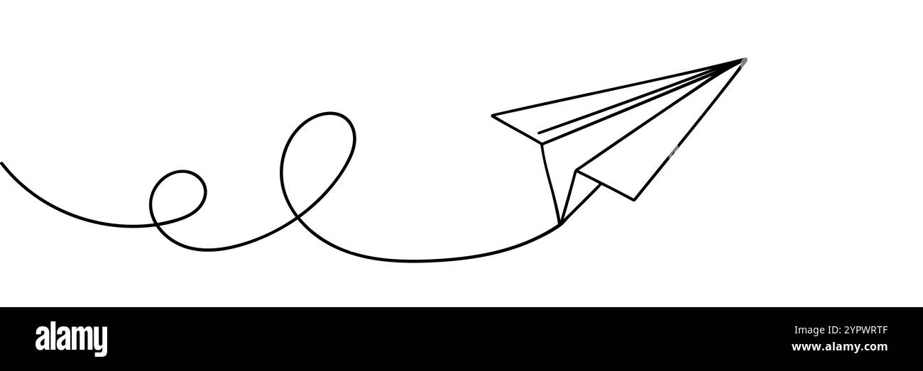 Line art drawing of aircraft flight. paper airplane icon of airplane ...