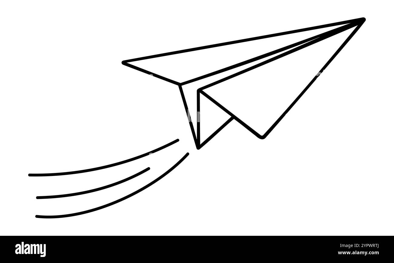 Line art drawing of aircraft flight. paper airplane icon of airplane ...