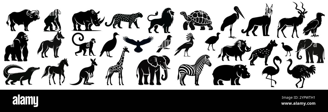 set silhouettes of African animals Stock Vector Image & Art - Alamy