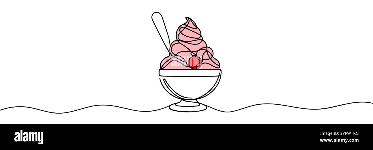 Continuous single line drawing of ice creme line art illustration Stock ...