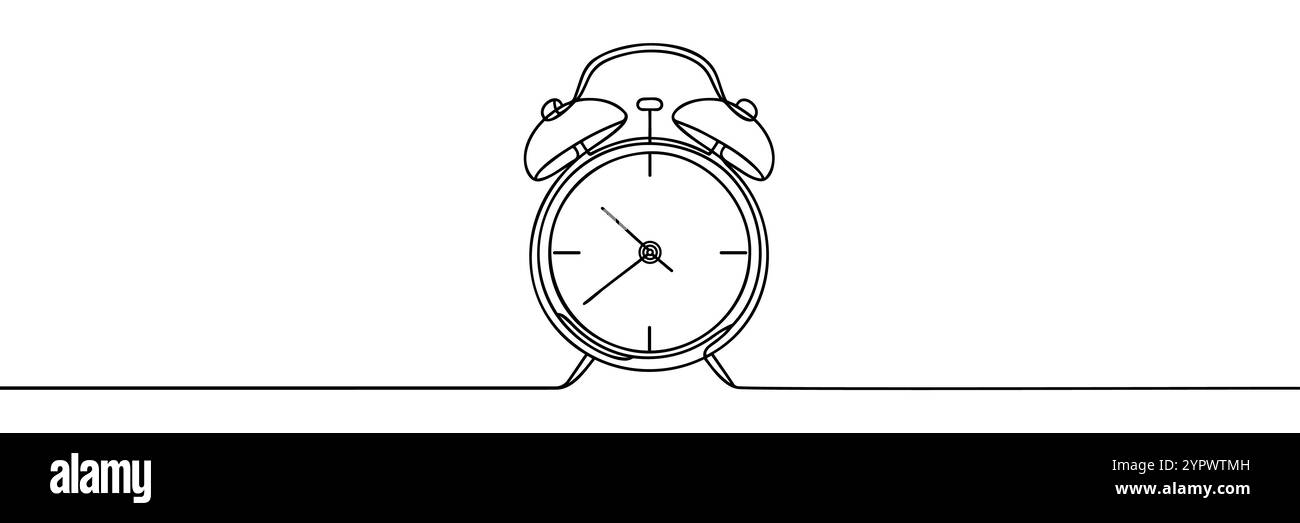 Single one line drawing alarm clock Waiting for time change Stock ...