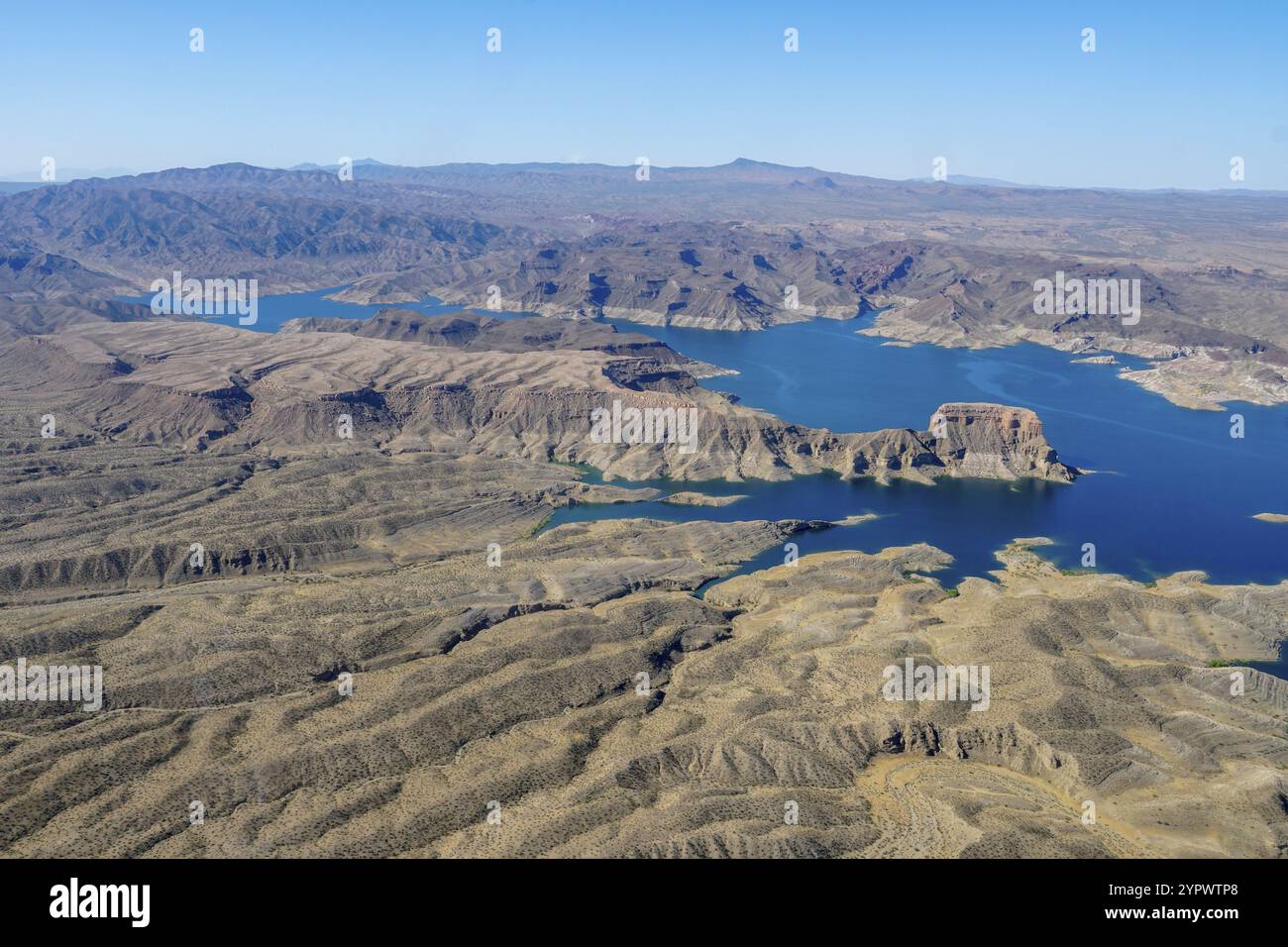 Aerial view of Lake Mead, man made lake that lies on the Colorado River ...