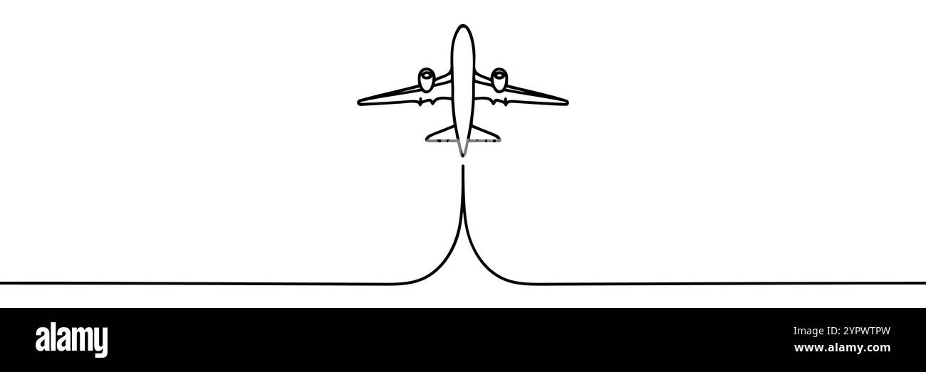 Airplane Continuous Line Art. One line drawing of an airplane ...