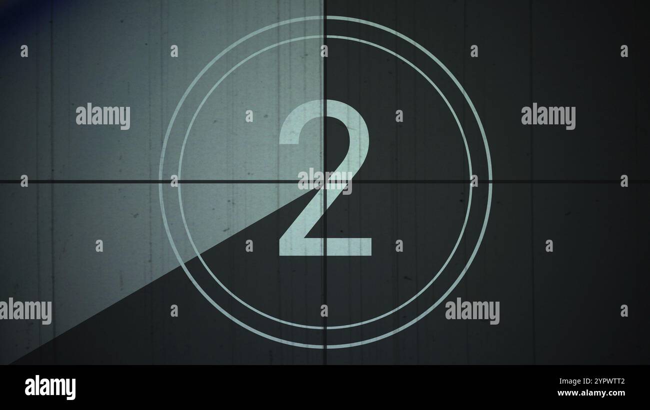 Film Vintage countdown number 2. Movie film strip with countdown number ...