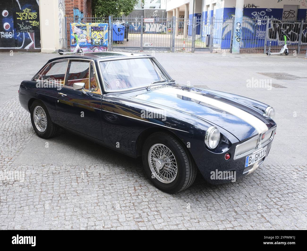 Berlin, Germany, July 13, 2022, vintage MG MGC GT in black with white ...