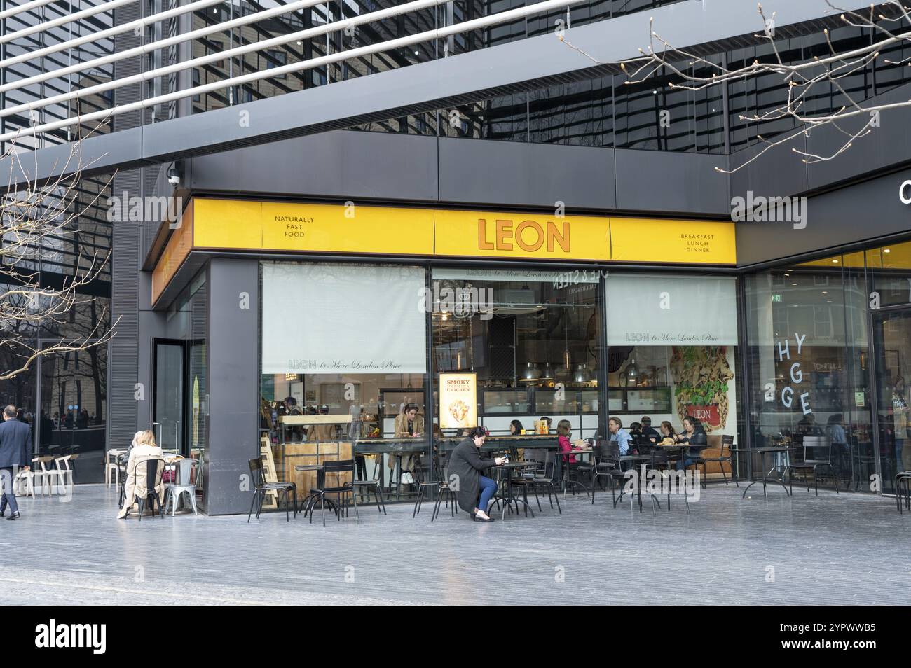 London, UK, March 21, 2024 : Front view of the Leon restaurant, a fast ...
