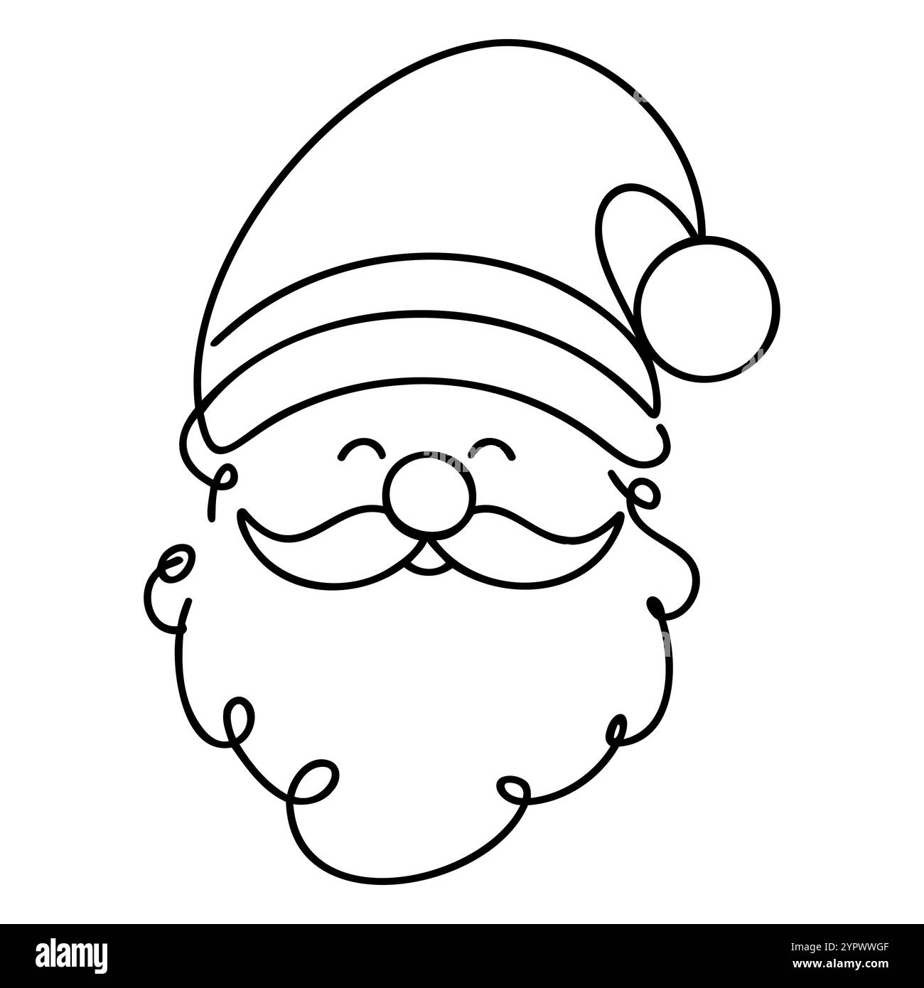 Santa Claus face. Continuous line portrait of Santa Stock Vector Image ...