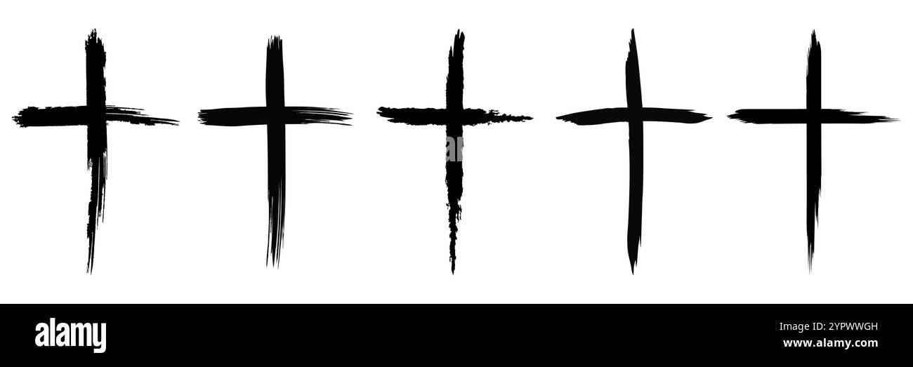 Vector set hand drawn cross vector cross the cross is made with a brush ...
