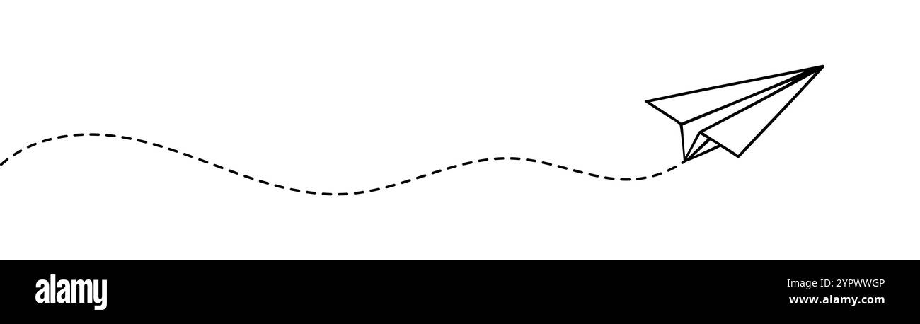 Line art drawing of aircraft flight. paper airplane icon of airplane ...