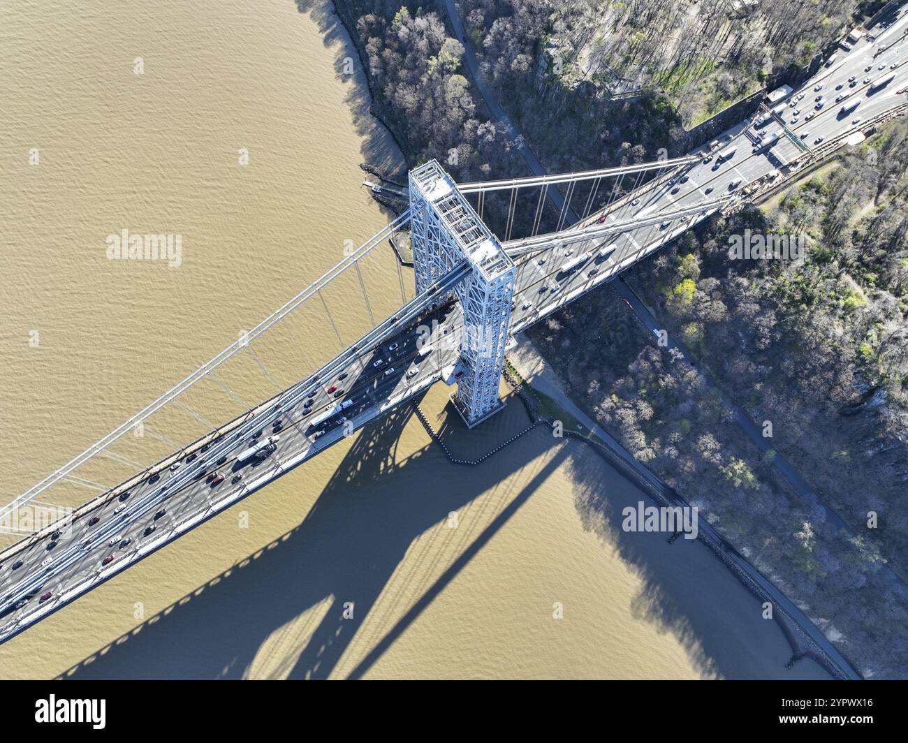 Aerial view of George Washington Bridge in Fort Lee, NJ. George ...