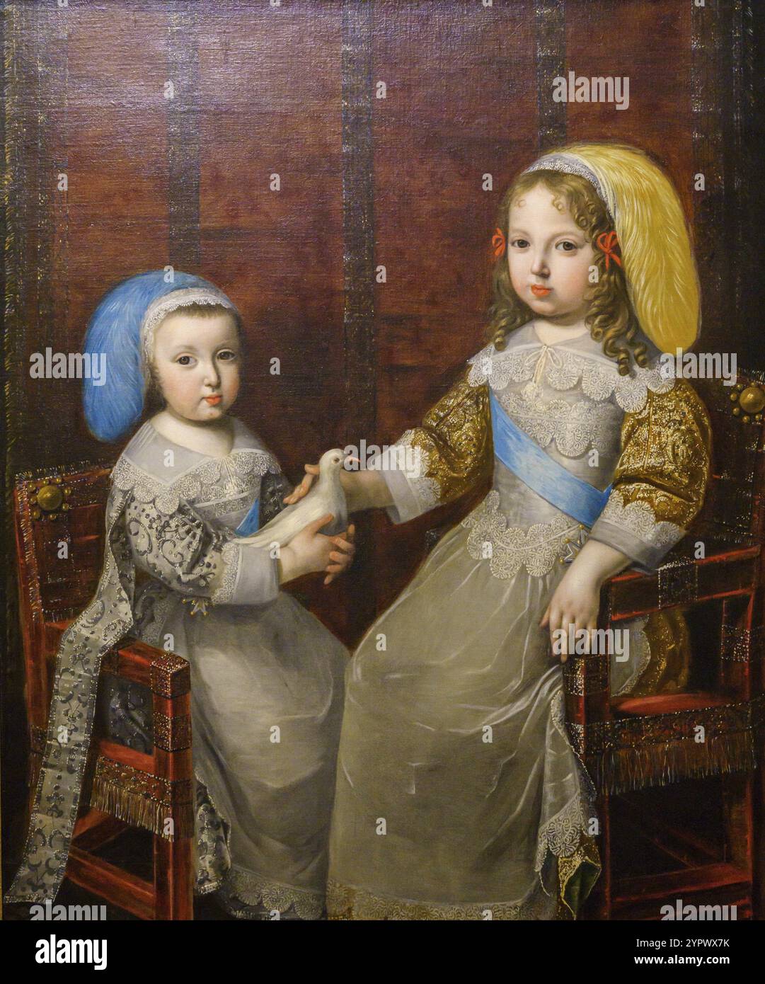 Louis XIV with his brother Philip duke of Orleans, 1642, Charles Beaubrun, Nins, portraits of ...