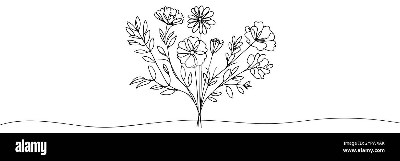 Line art bouquet Black and White Stock Photos & Images - Alamy